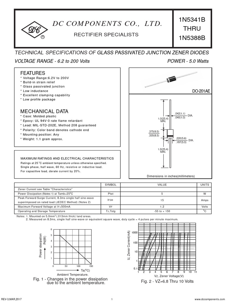 Diode 1N5341B THRU 1N5388B 1N53xxB Datasheet | PDF | Rectifier ...