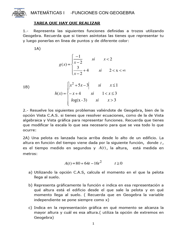 Funciones de con geogebra-Tarea (2) | PDF | Función (Matemáticas) | Matemáticas Aplicadas