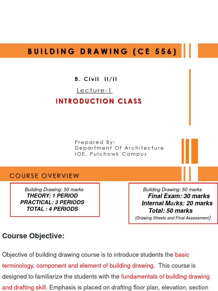 Introduction Class Building Drawing | PDF | Drawing | Civil Engineering