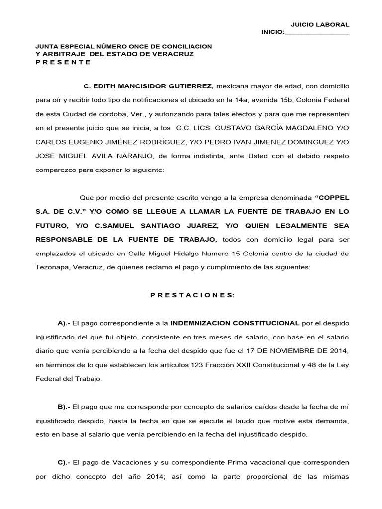 Demanda Laboral Edith CORREGIDA | PDF