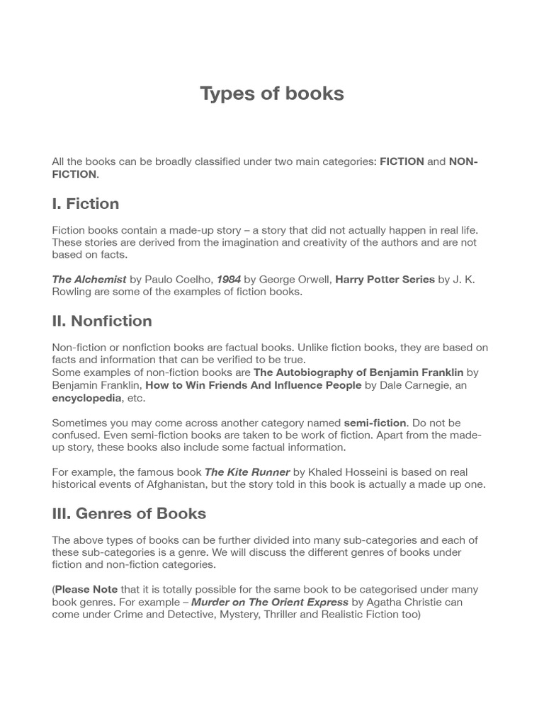 types-of-books | PDF | Creative Nonfiction | Poetry