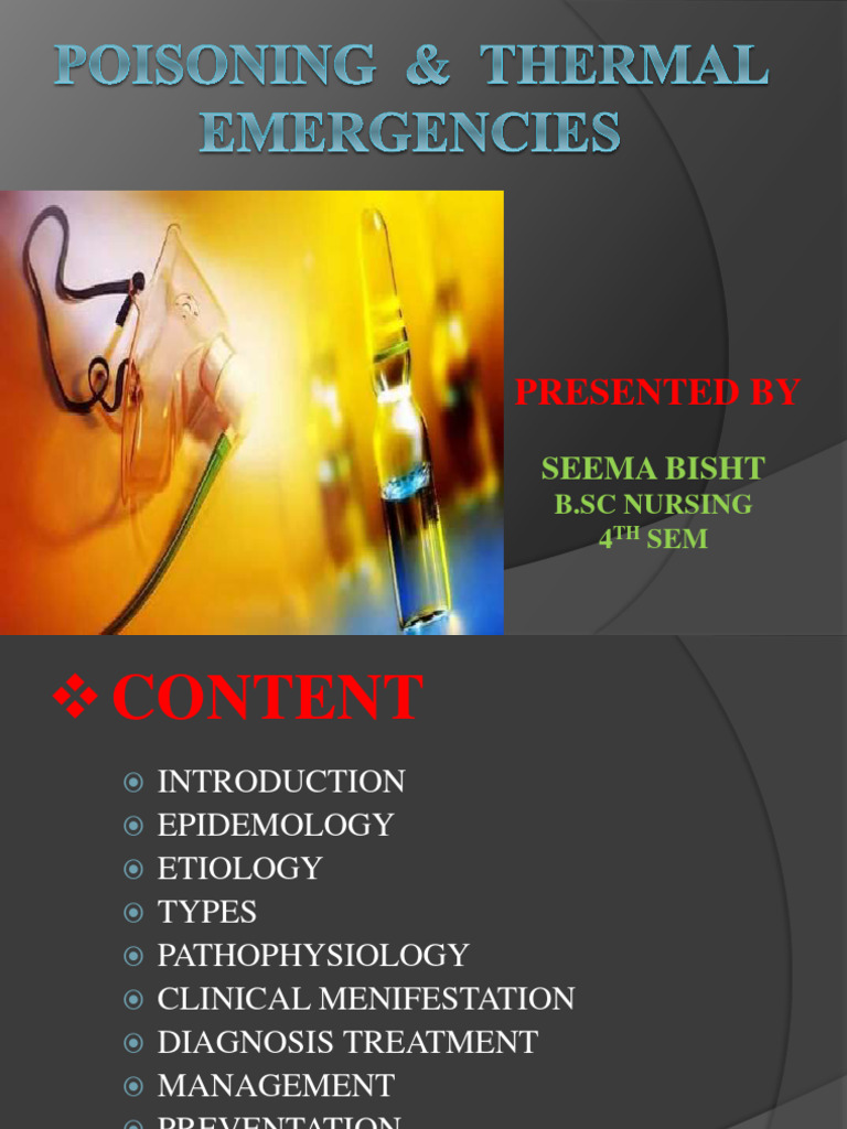 Nursing Management of Poisoning and Heat Emergencies | PDF | Poison ...