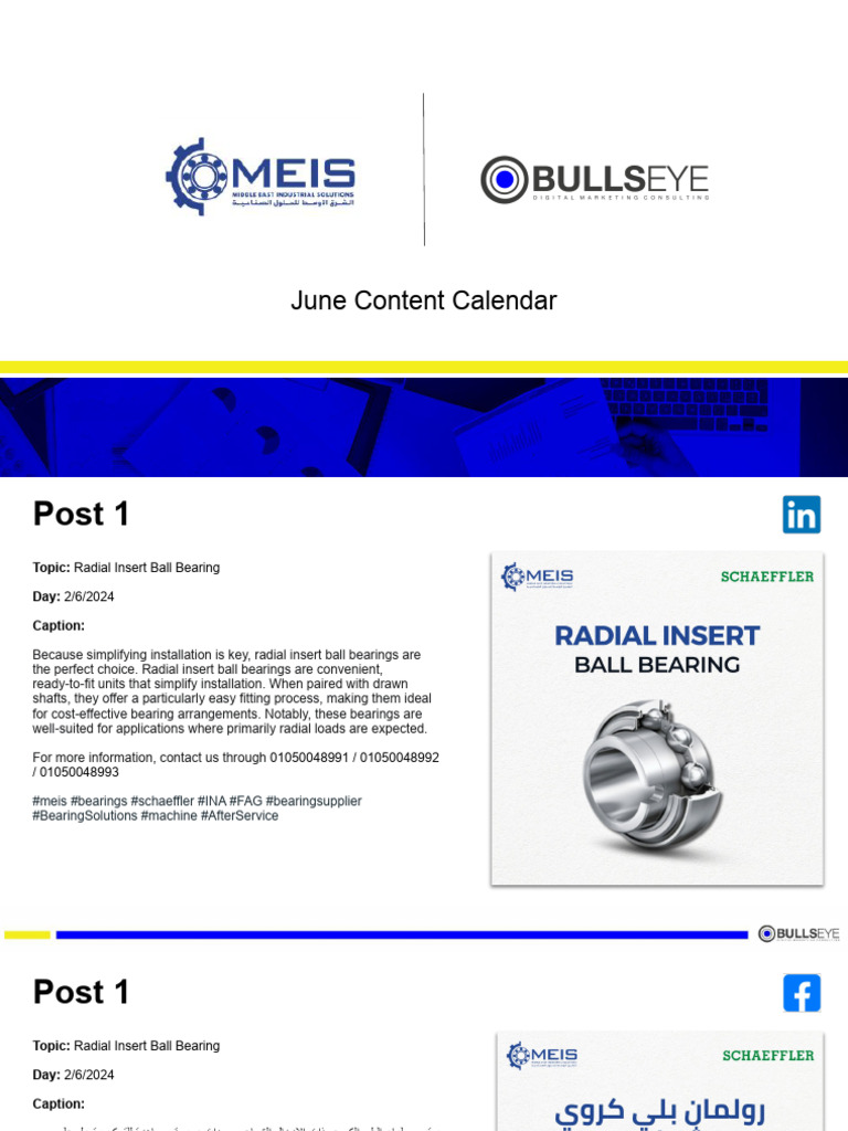 MEIS - June Content Calendar | PDF | Bearing (Mechanical) | Machines