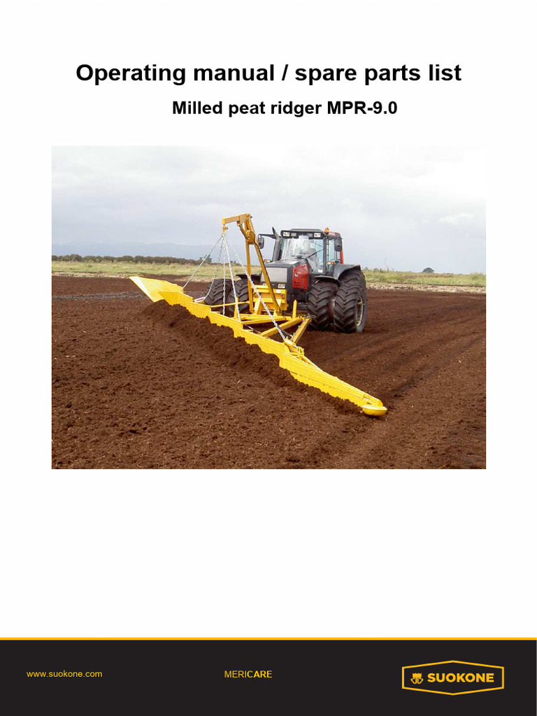 MILLED PEAT RIDGER MPR-9.0 manual + parts | PDF | Tractor | Elevator