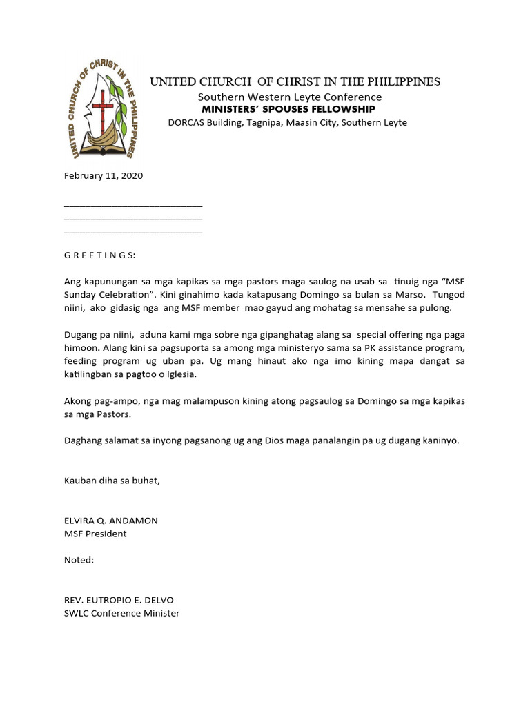 MSF circular letter- MSF Sunday | PDF