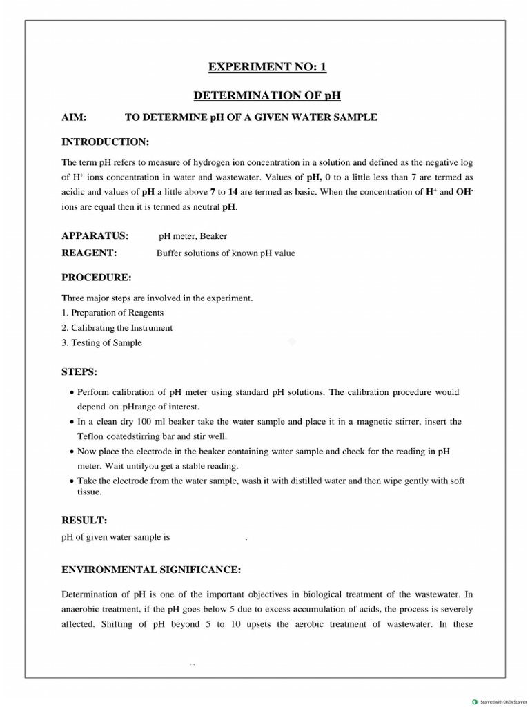 Environmental Engineering Lab Manual | PDF