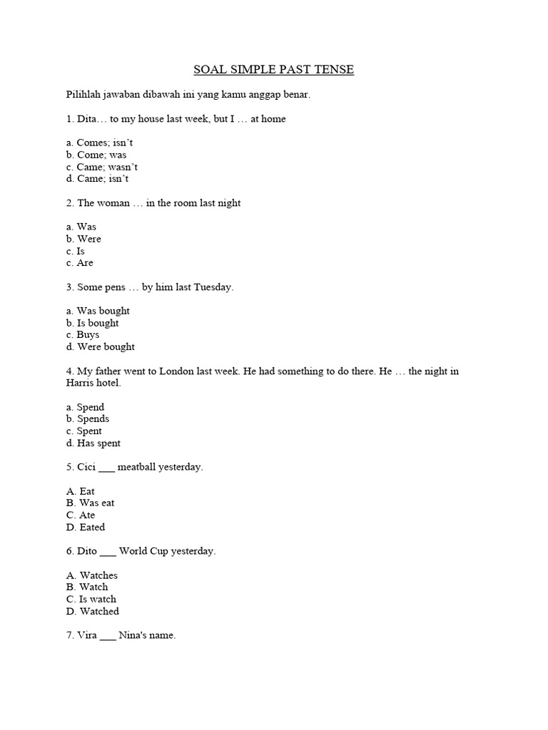 Soal Simple Past Tense | PDF
