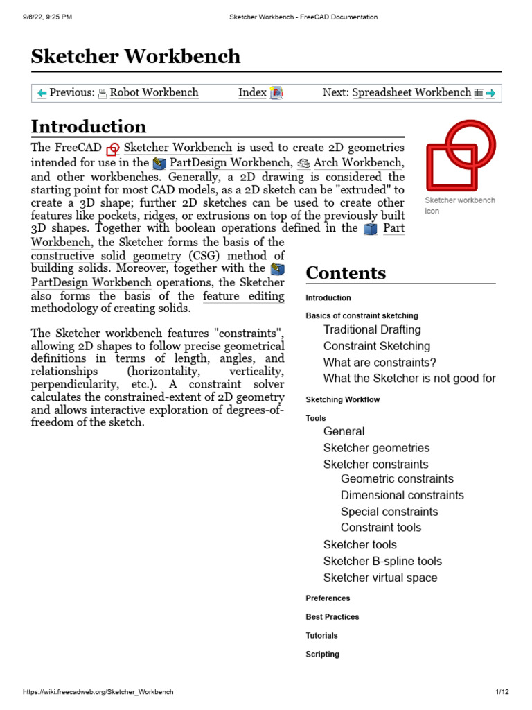 Sketcher Workbench FreeCAD Documentation | PDF | Ellipse | Circle