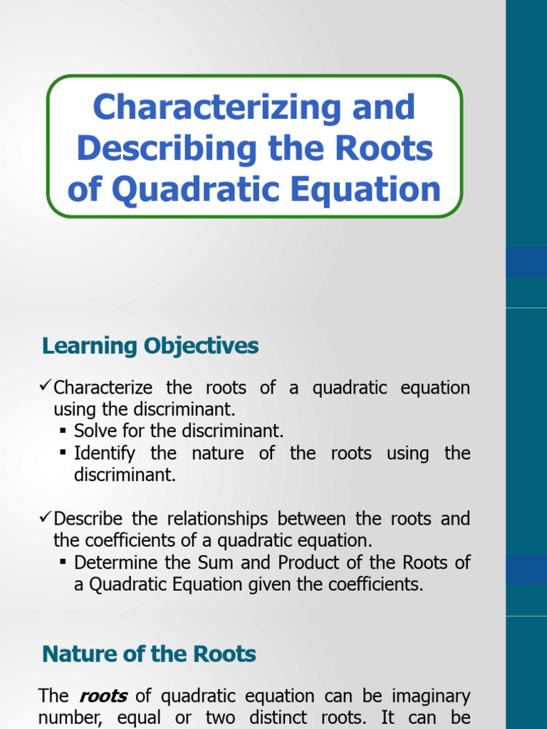 Understanding Quadratic Roots and Discriminant | PDF | Quadratic ...