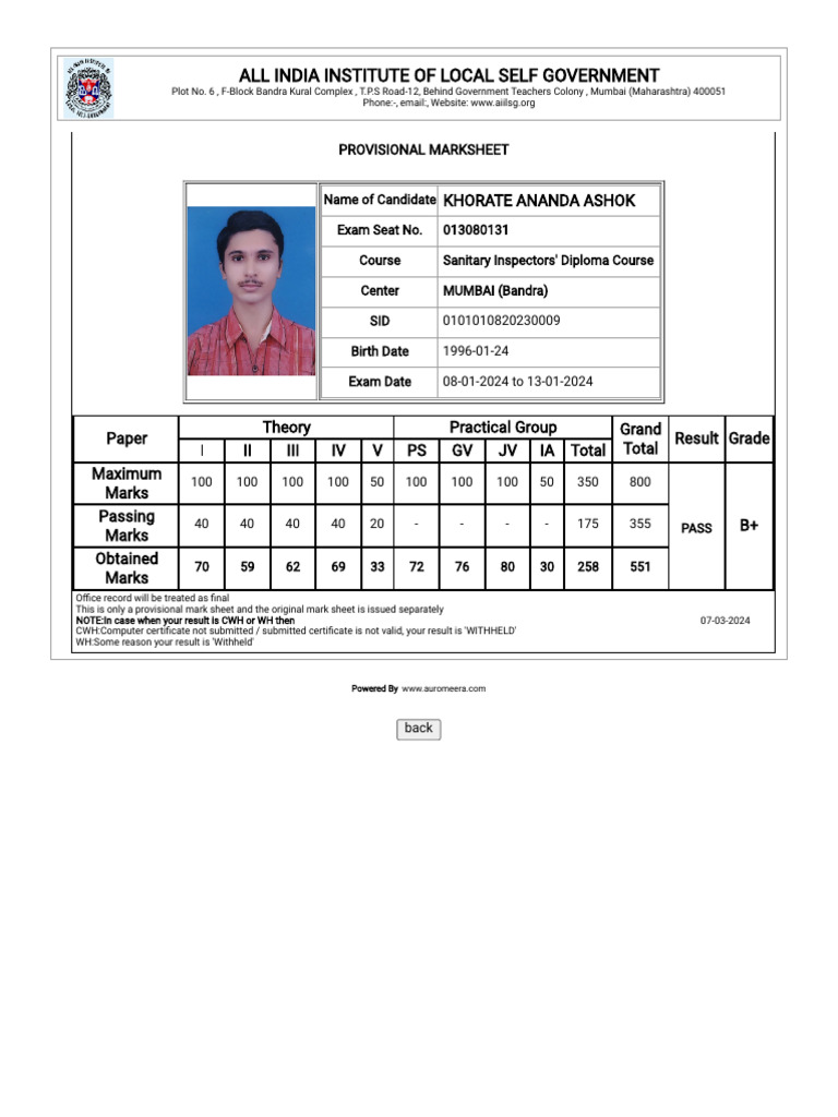 Aiilsg Online Result | PDF | Qualifications | Educational Stages