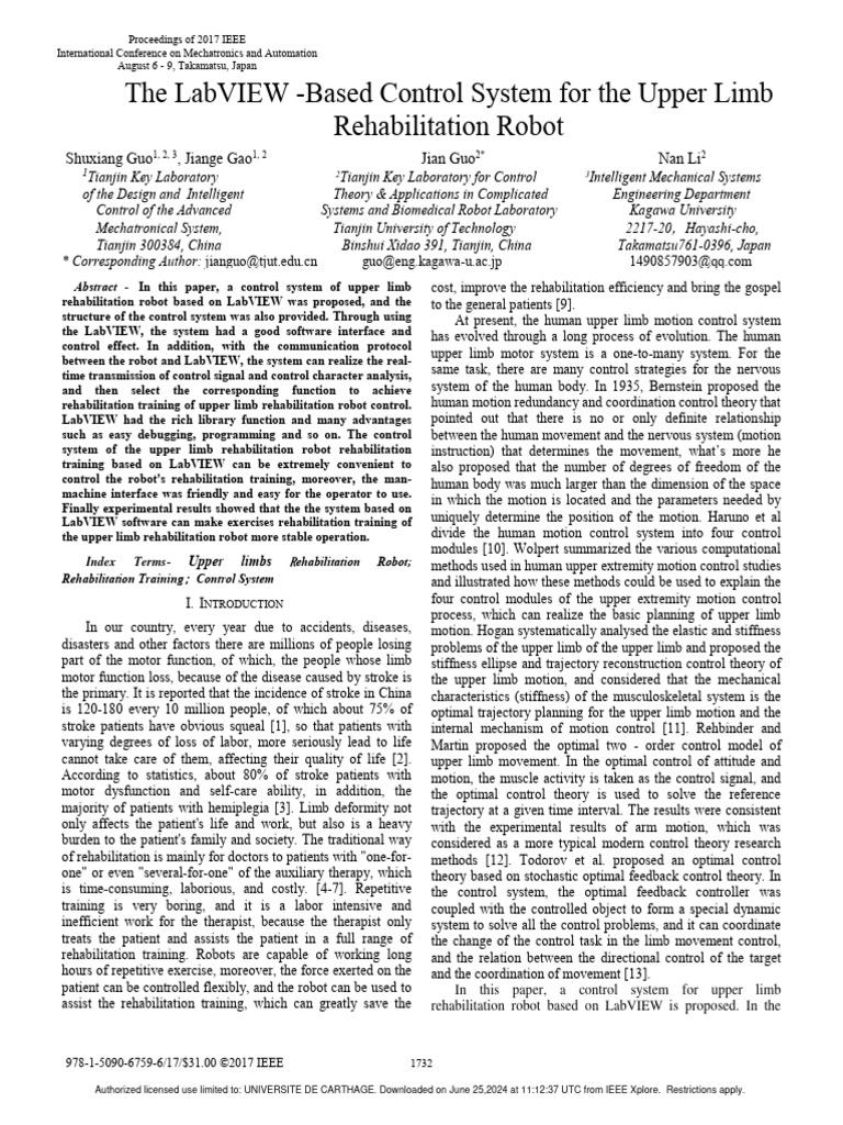 The Labview Based Control System For The Upper Limb Rehabilitation Robot Pdf Anatomical 
