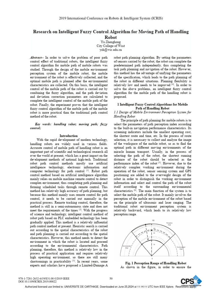 Research On Intelligent Fuzzy Control Algorithm For Moving Path of ... Research On Intelligent Fuzzy Control Algorithm For Moving Path of ...