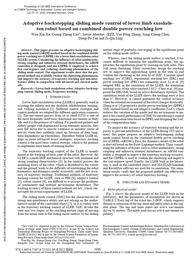 Adaptive Backstepping Sliding Mode Control of Lower Limb Exoskele-Ton ...