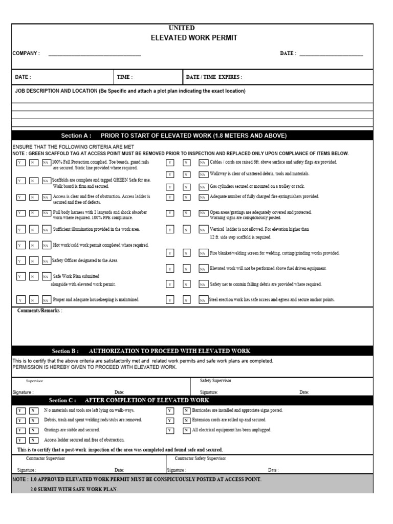 44b Elevated Permit | PDF | Scaffolding | Safety