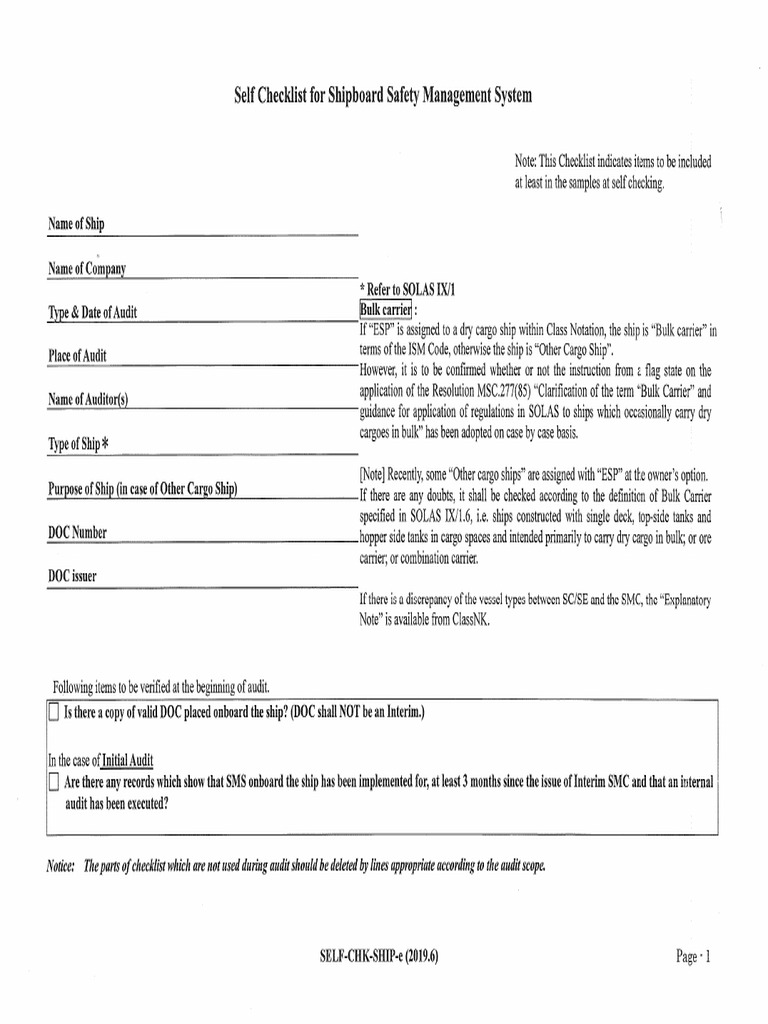 SMS Self Checklist | PDF