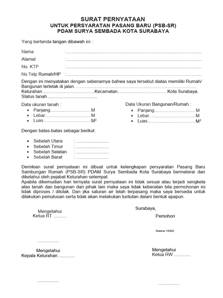 Formulir Pendaftaran Pengajuan PSB-SR | PDF