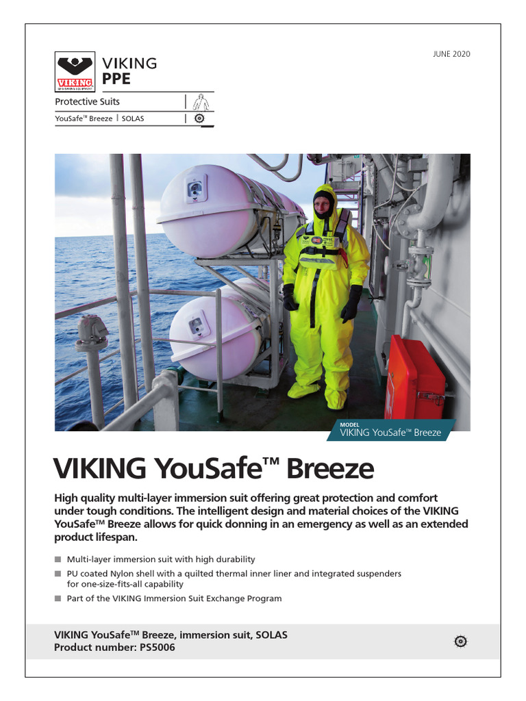 Highres Datasheet VIKING YouSafe Breeze Immersionsuit PS5006 June2020 | PDF