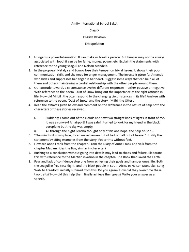 English Revision questions_Set 3 | Download Free PDF | Anger | Psychology