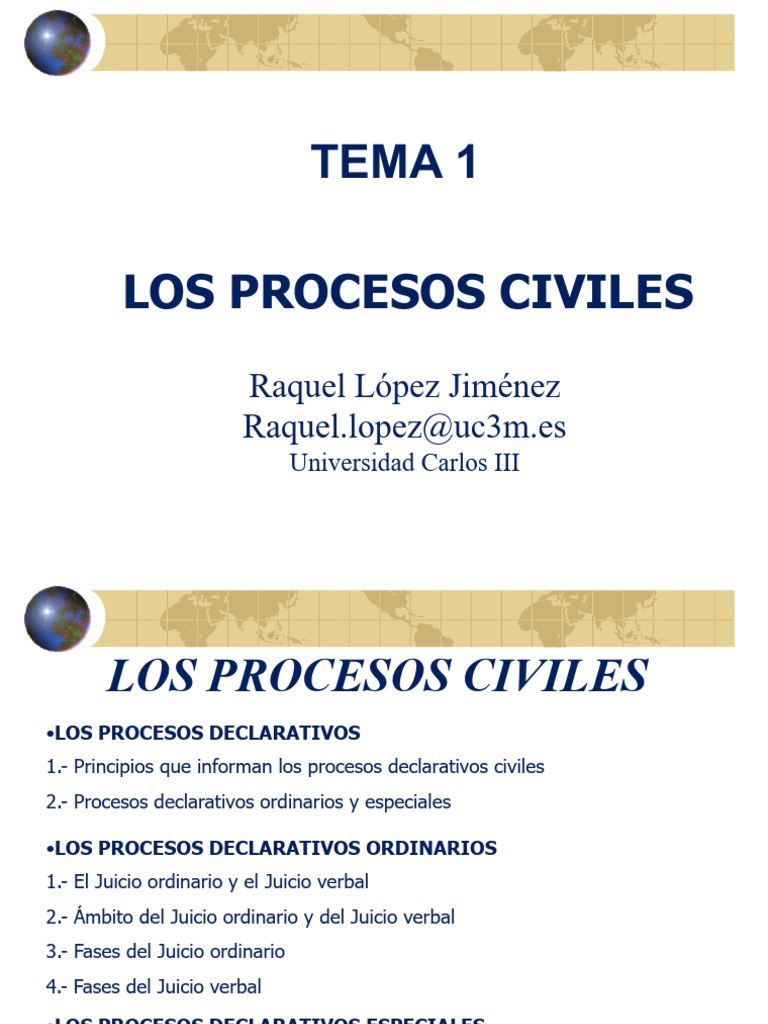 Tema 1. Los Procesos Civiles | PDF | Demanda judicial | Apelación