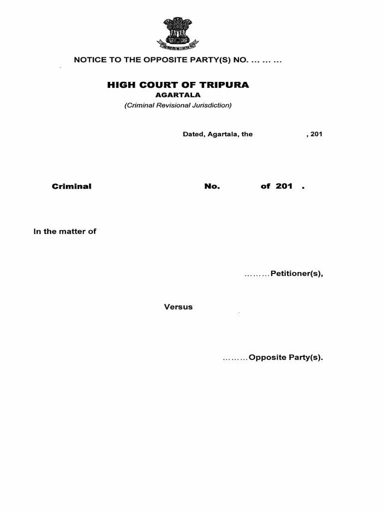 Form of Notice To The Opposite Party(s) | PDF