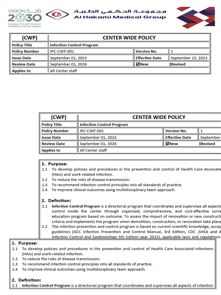 001 - Ipc - Infection Control Program | PDF | Preventive Healthcare ...