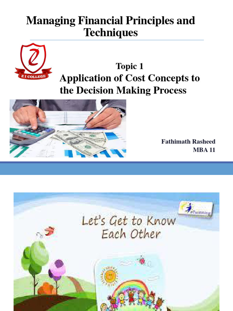 Topic 1 Application of Cost Concepts To The Decision Making Process ...