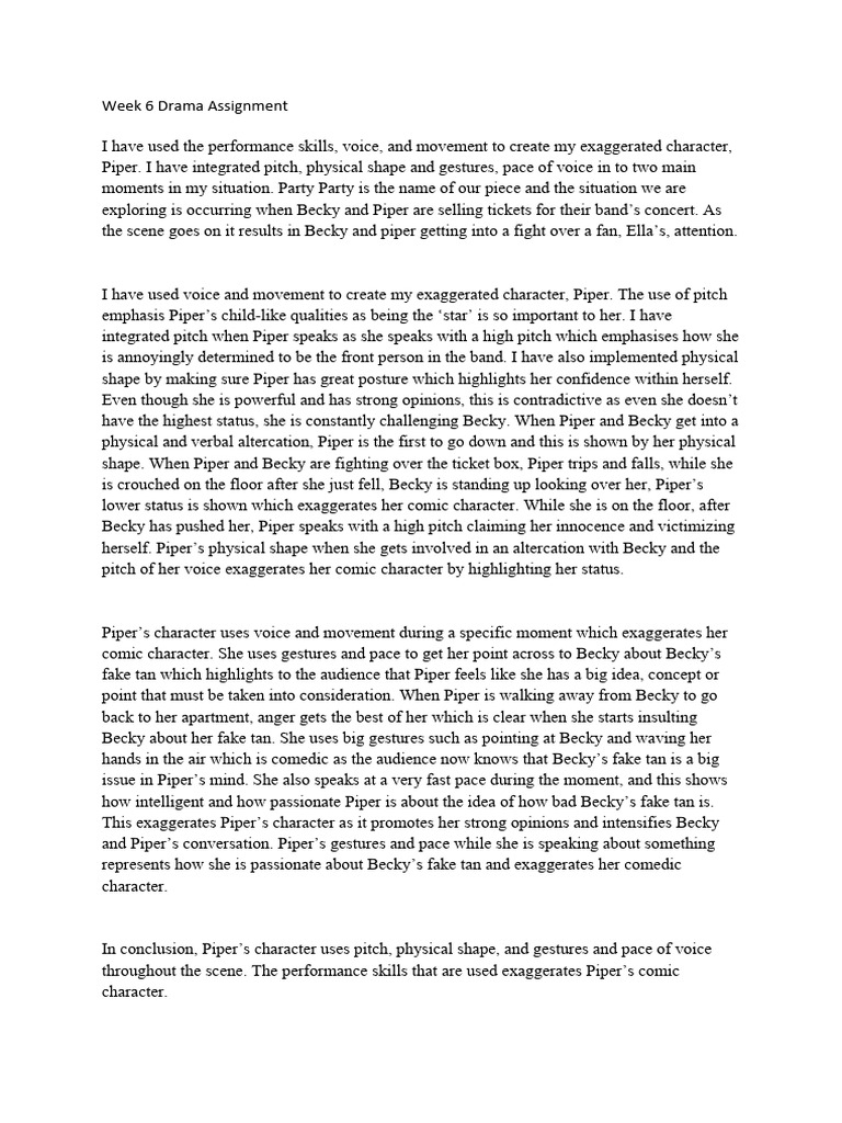 Week 6 Drama Assignment | PDF | Gesture | Human Communication