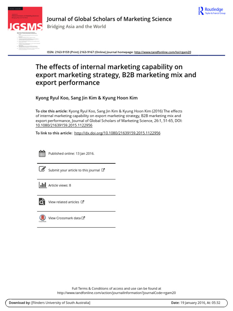 He Effects of Internal Marketing Capability On Export Marketing ...