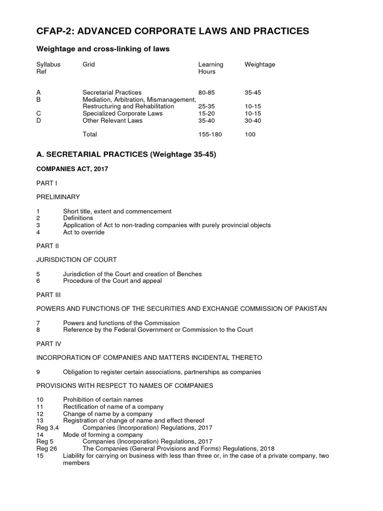 CFAP 2 Syllabus Crosslinking | PDF | Liquidation | Securities (Finance)