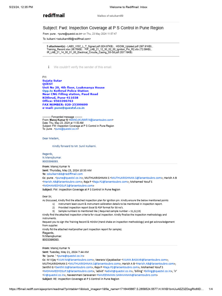 Welcome To Rediffmail - Inbox | PDF