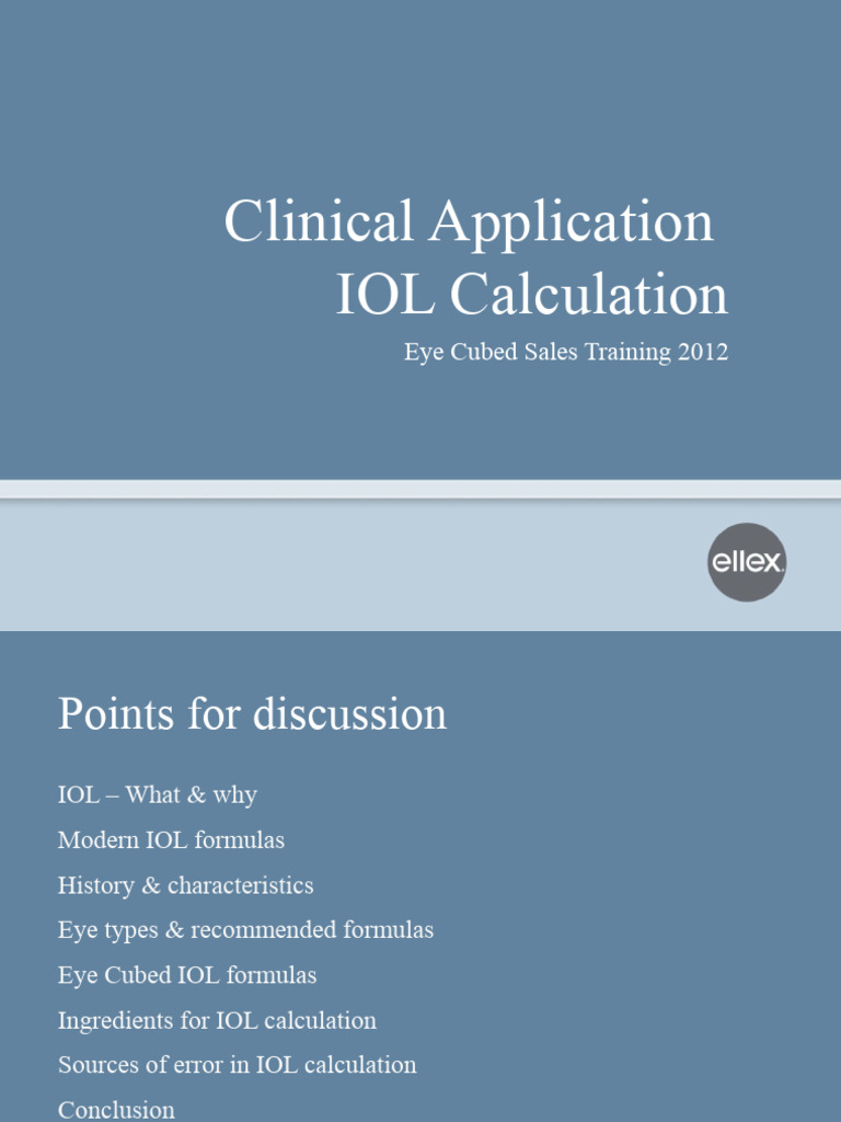 Clinical Application IOL Calculation | PDF | Vision | Visual System