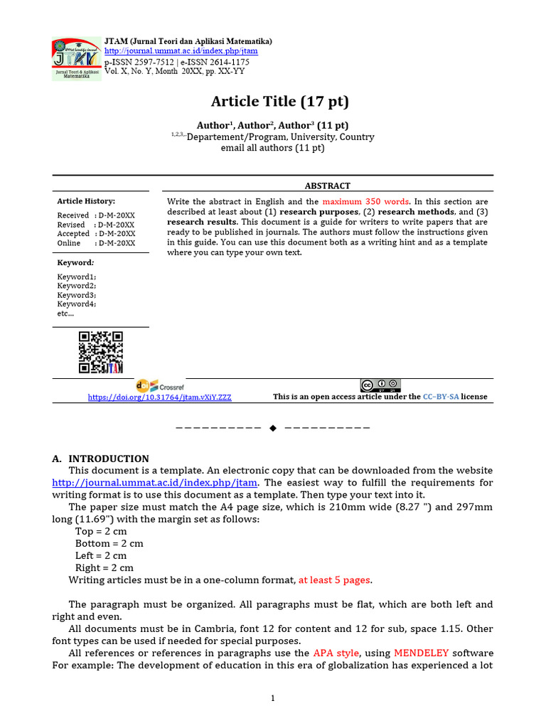 Template JTAM - 2020 - English | PDF | Typefaces | Computing