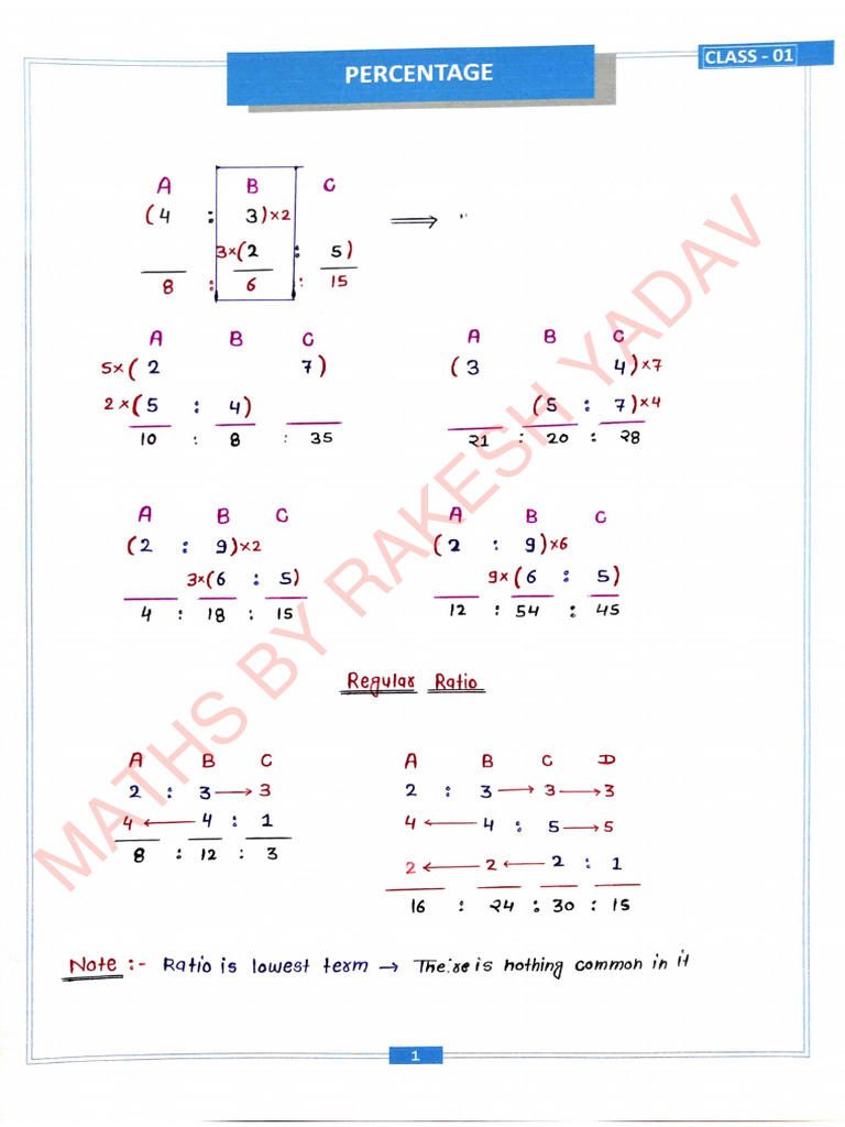 Percentage Notes - 01 - Rakesh Yadav | PDF