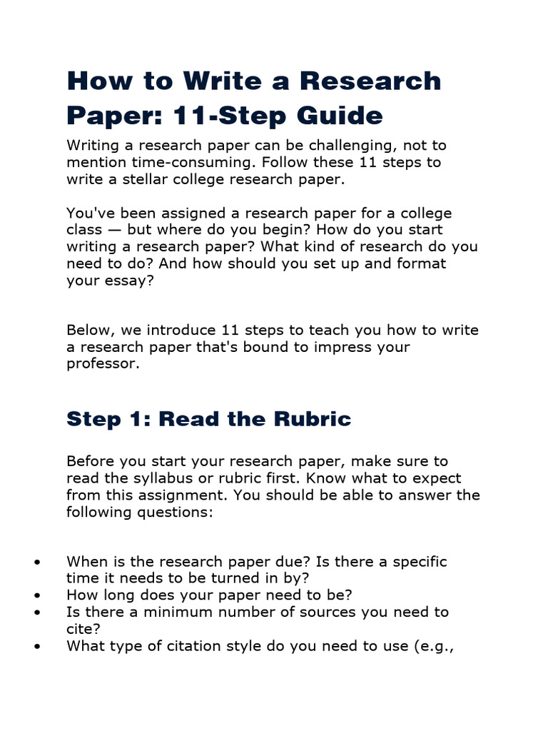 11 Steps to Write a Research Paper | PDF | Academic Publishing | Citation