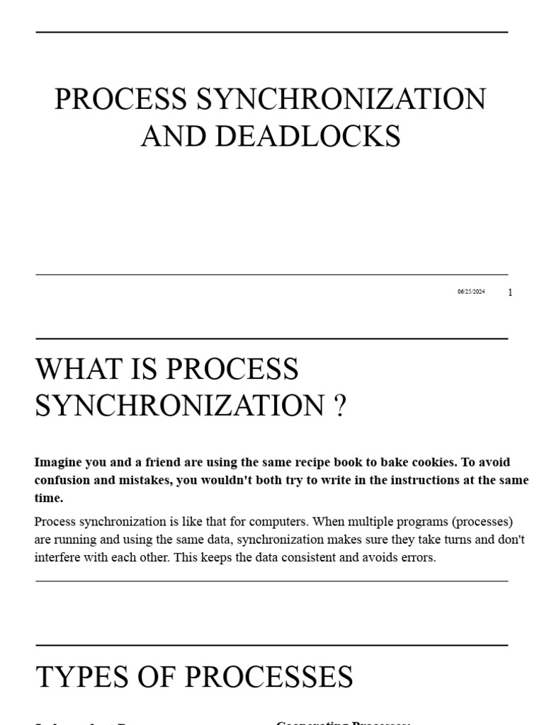 Processs Synchronization and Deadlocks | PDF | Computer Programming ...