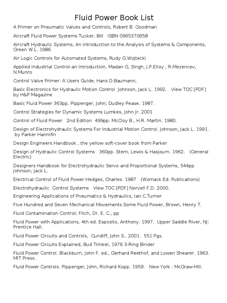 Fluid Power Book Recommendations | PDF
