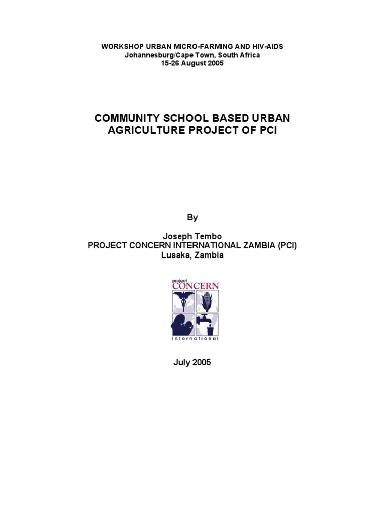 Zambia The Community School Based Urban Agriculture Project of Project ...