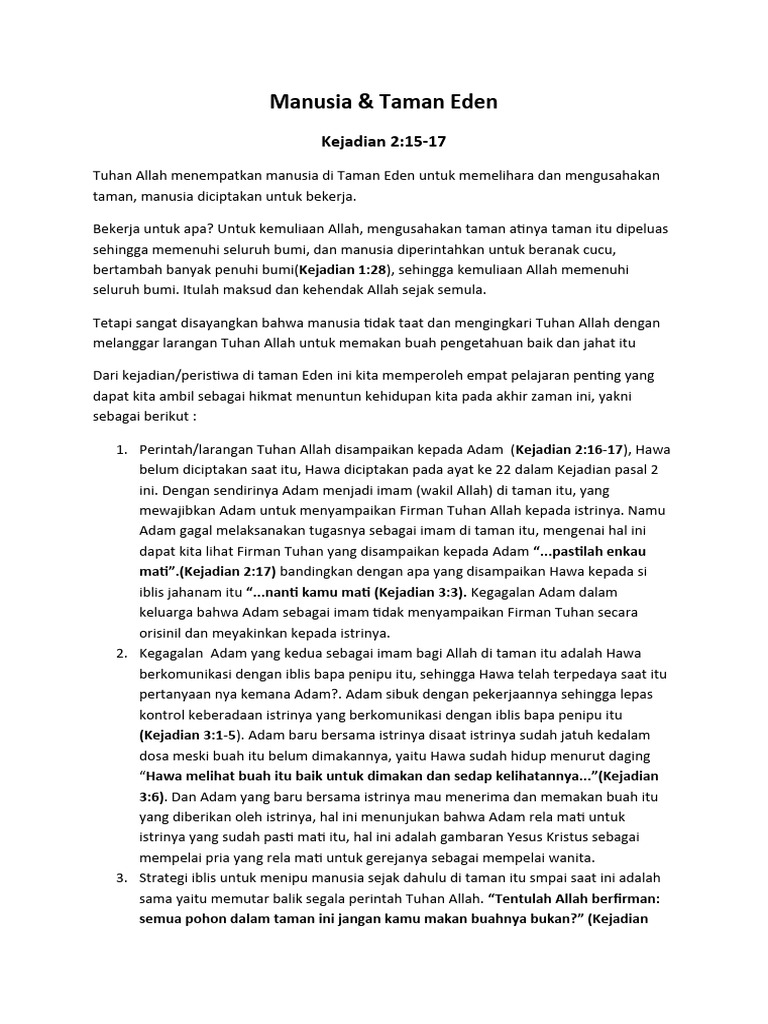 dp Manusia & Taman Eden | PDF