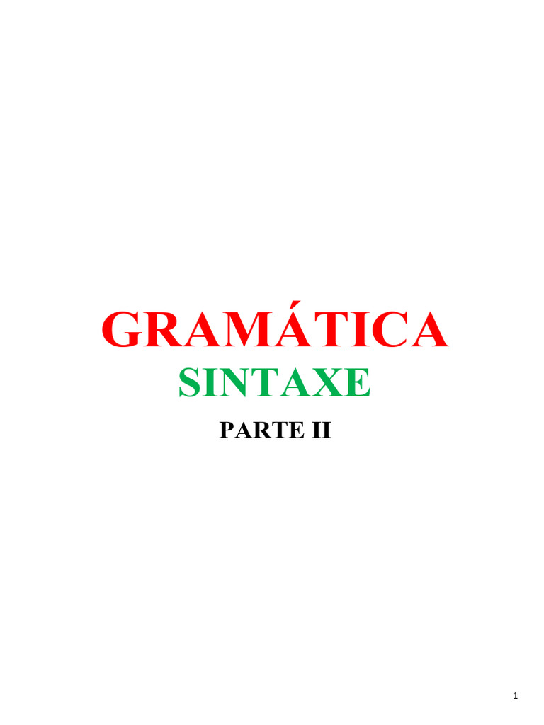 Gramática - Sintaxe - Parte II | PDF | Assunto (gramática) | Objeto (gramática)