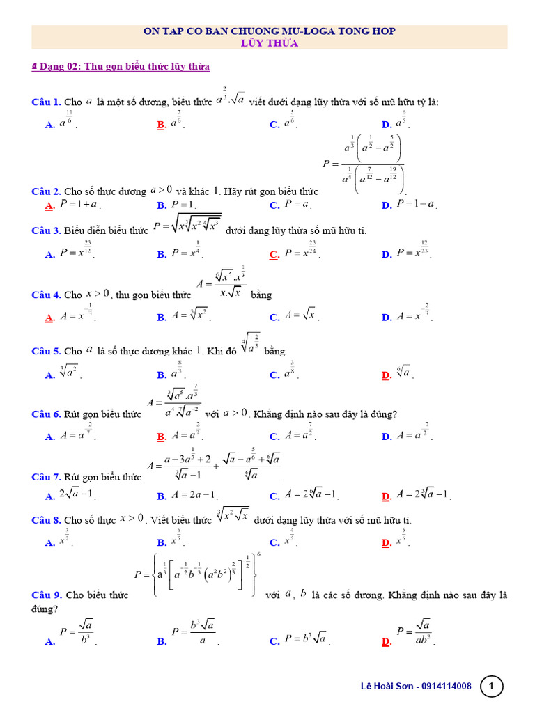 On Tap Co Ban Chuong Mu Loga Tong Hop | PDF