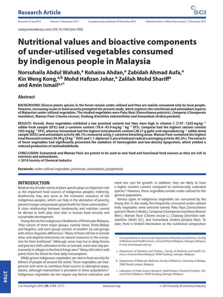 J Sci Food Agric - 2014 - Abdul Wahab - Nutritional values and bioactive components of under ...