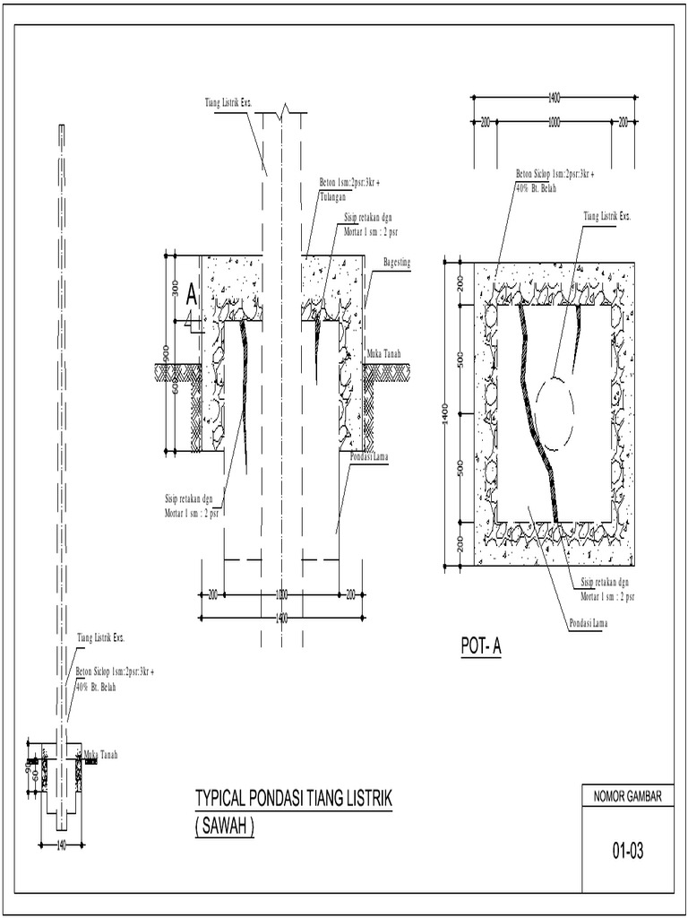 Contoh Desain Pondasi Tiang Listrik 1 | PDF