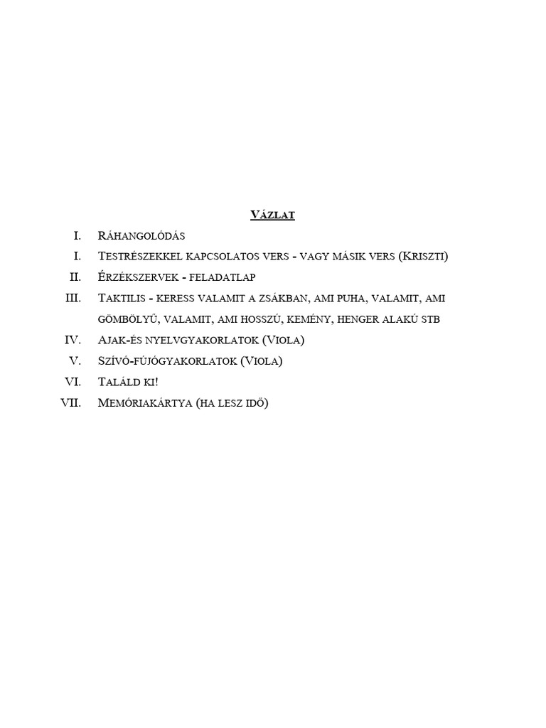 Logopéda Óra Tanítási Tervezet | PDF