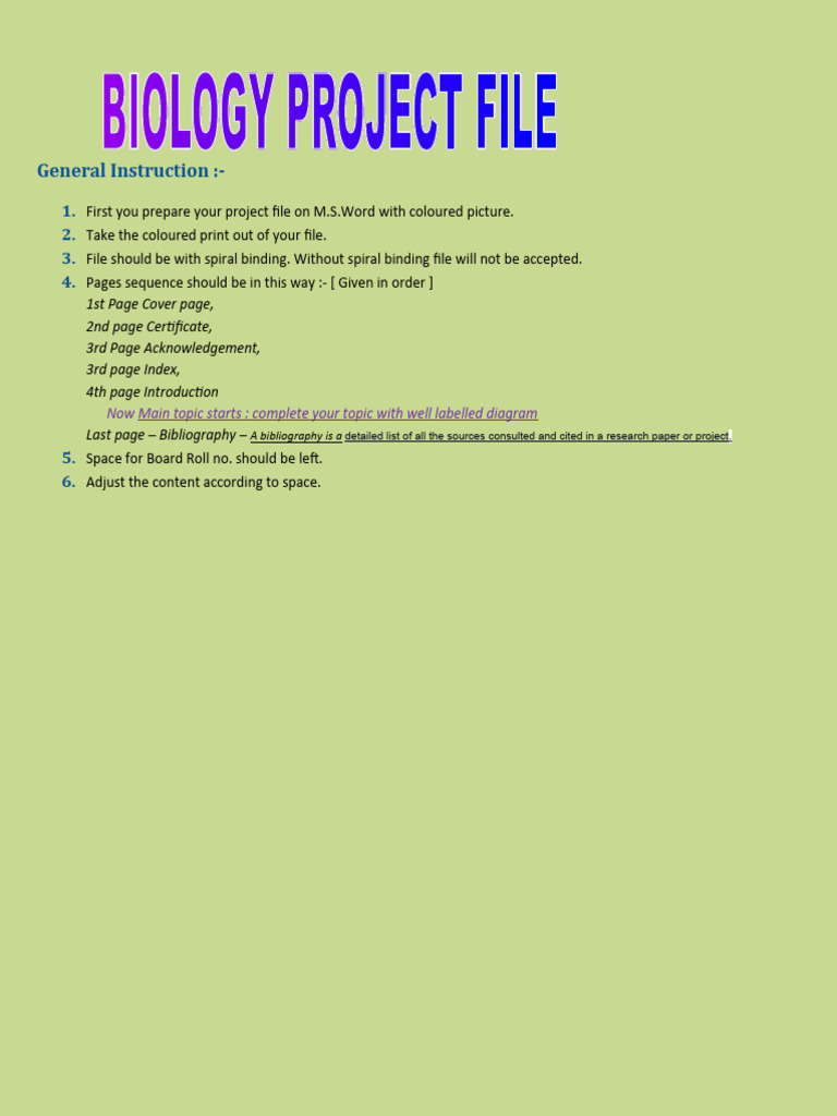 Biology Project Work | PDF | Books | Biotechnology