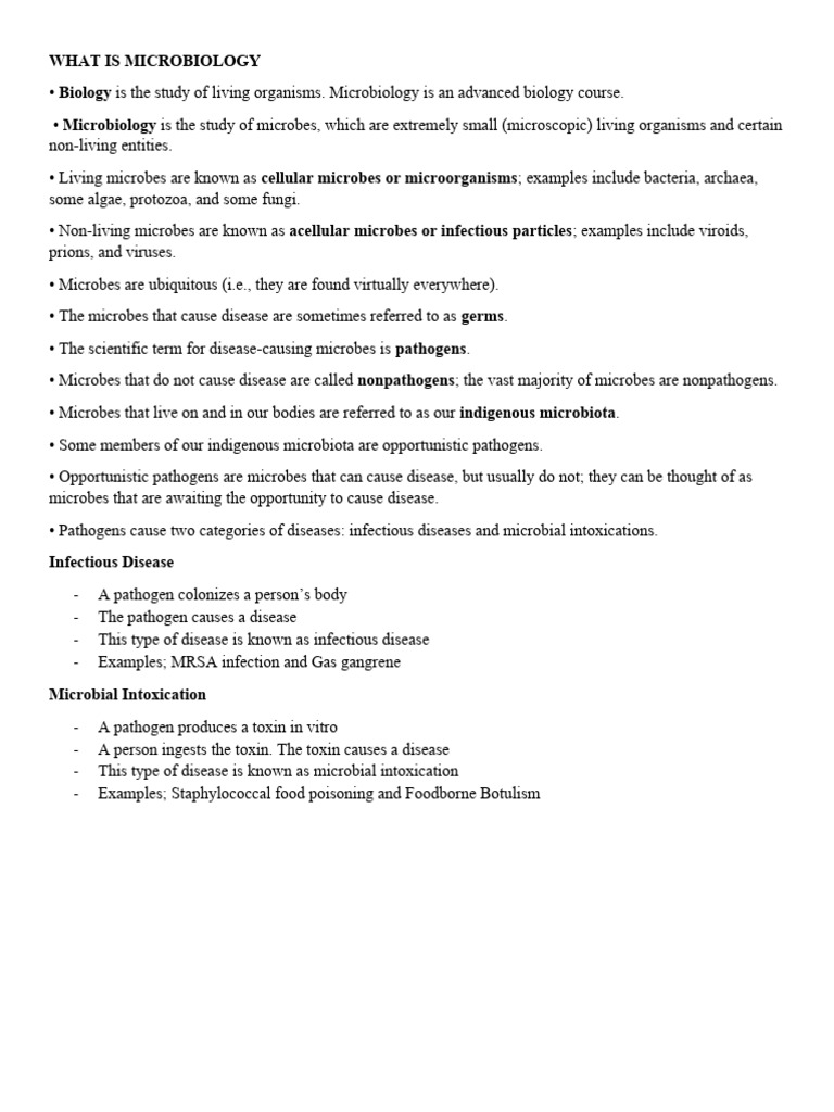 Chap 1 Notes | PDF | Microorganism | Microbiology