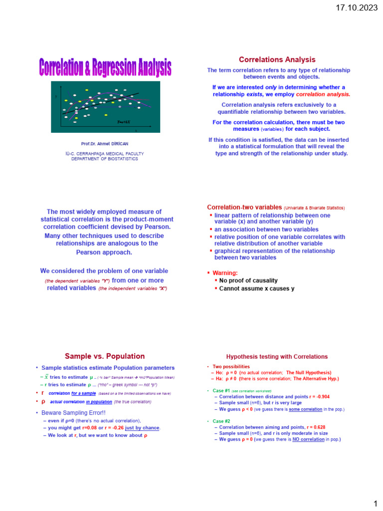 Correlation & Regression Analysis Guide | PDF | Statistics | Statistical Analysis