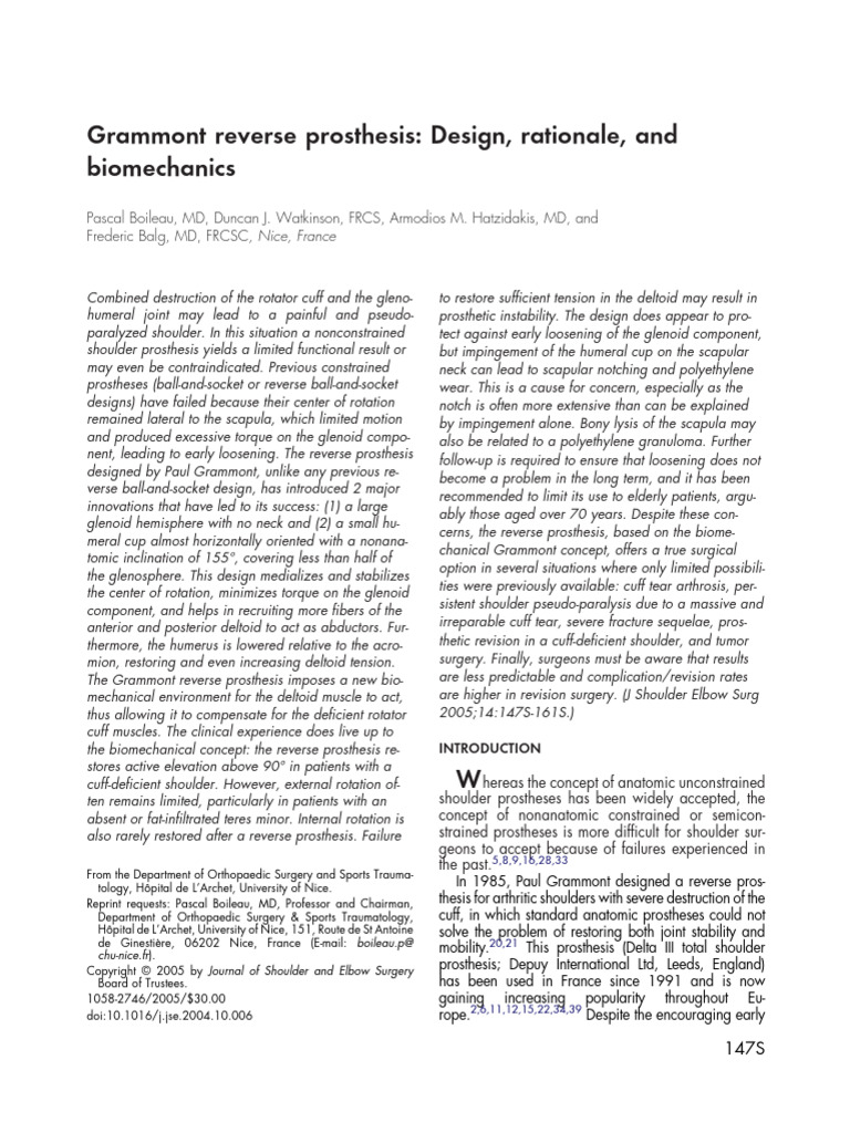 Grammont | PDF | Shoulder | Prosthesis