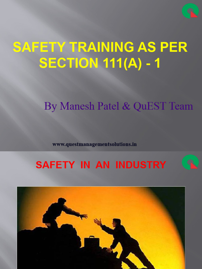 Safety Training As Per Section 111 (A) - 1 | PDF | Fires | Noise