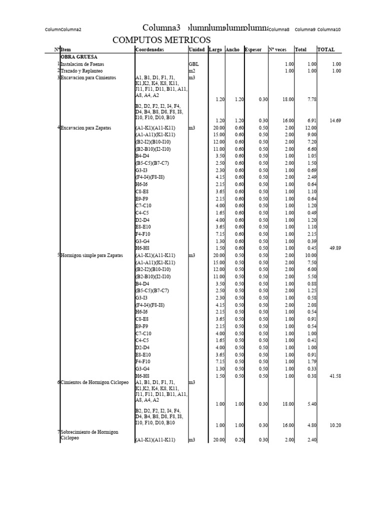 Computos Metricos CIV1216 A | PDF