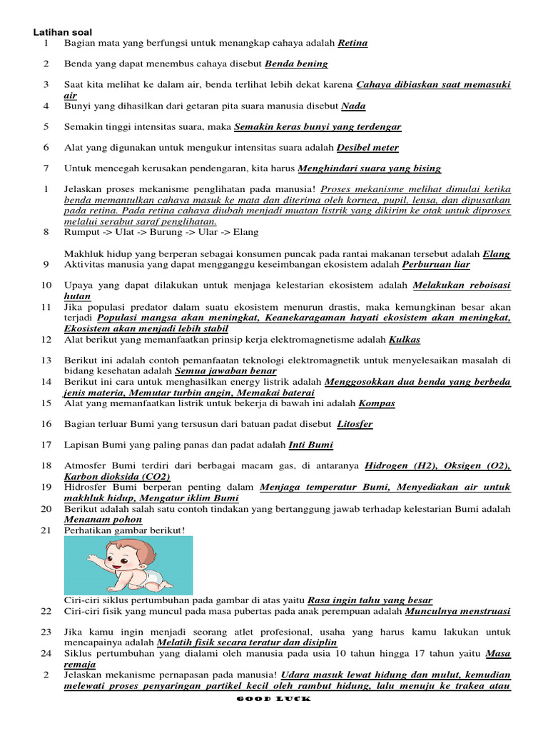 Latihan Soal Ipas k5 | PDF | Kesehatan Holistik | Teknologi & Rekayasa